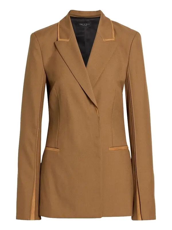 Rag & Bone Margaret Suede-trimmed Wool-blend Blazer - Camel
