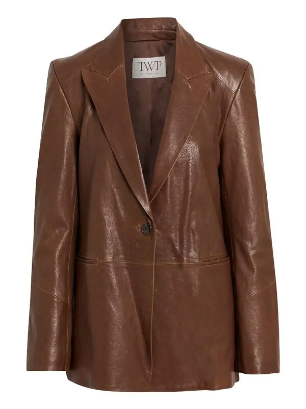 TWP James Leather Blazer - Brown