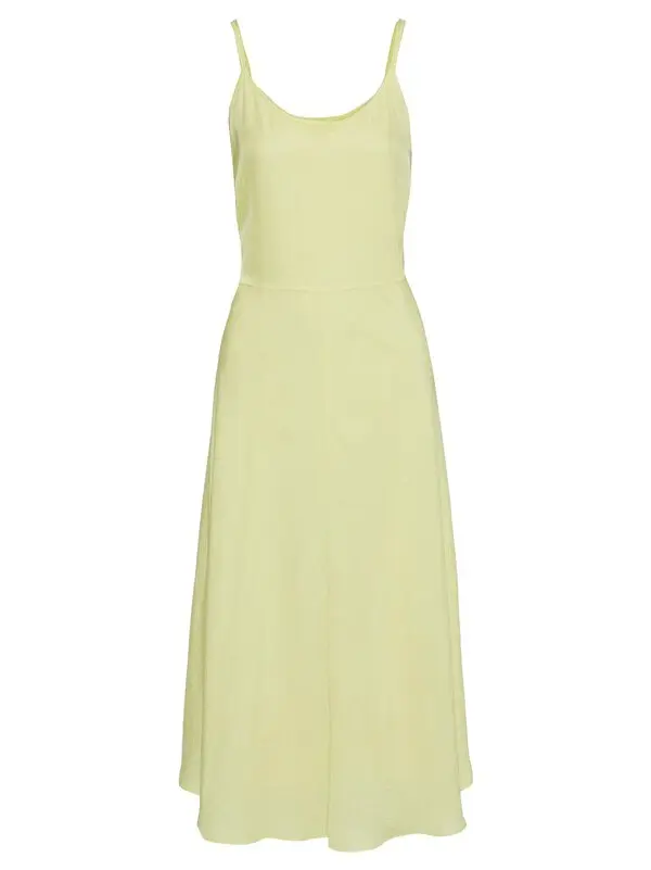 Vince Double Layer Crinkled Satin-twill Midi Dress - Pastel Yellow