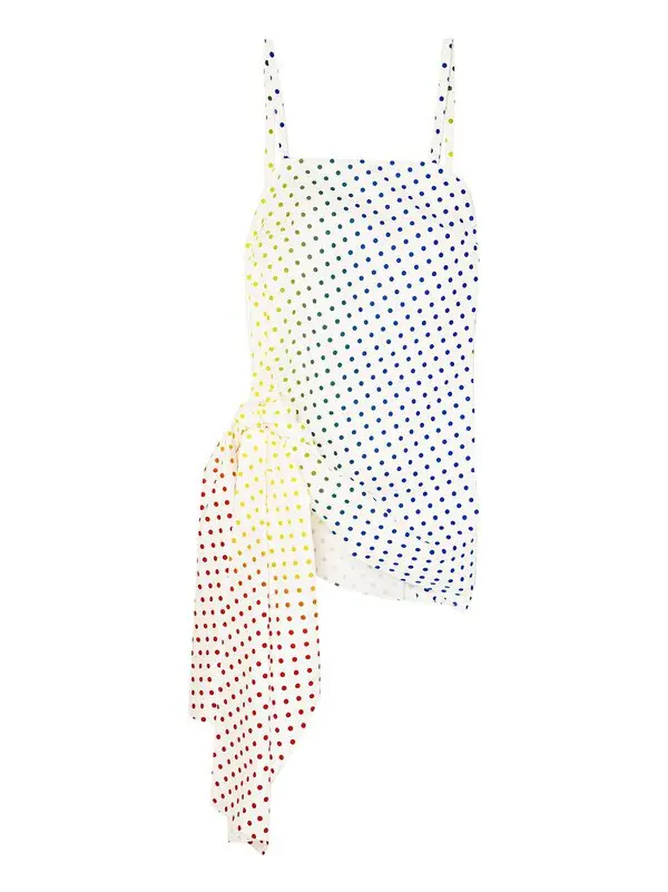 Rosie Assoulin Knotted Polkadot Flocked Camisole - Ivory