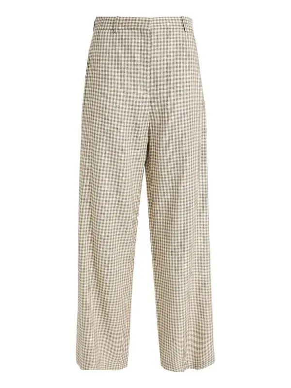 Theory Gingham Linen-blend Jacquard Wide-leg Pants - Cream