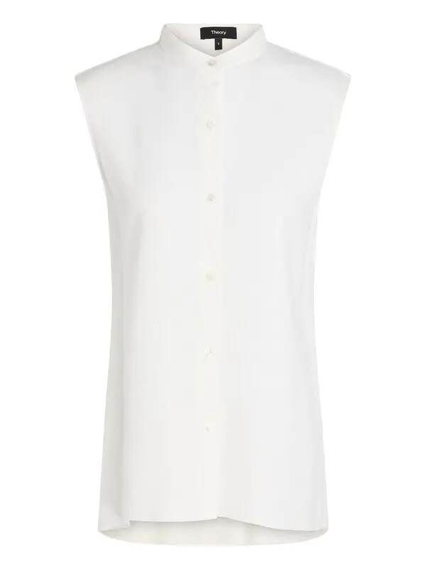 Theory Linen-blend Twill Sleeveless Shirt - Ivory