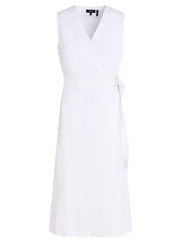 Theory Linen-blend Midi Wrap Dress - White