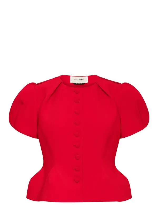 Hellessy Nelly Crepe Peplum Jacket Top - Red