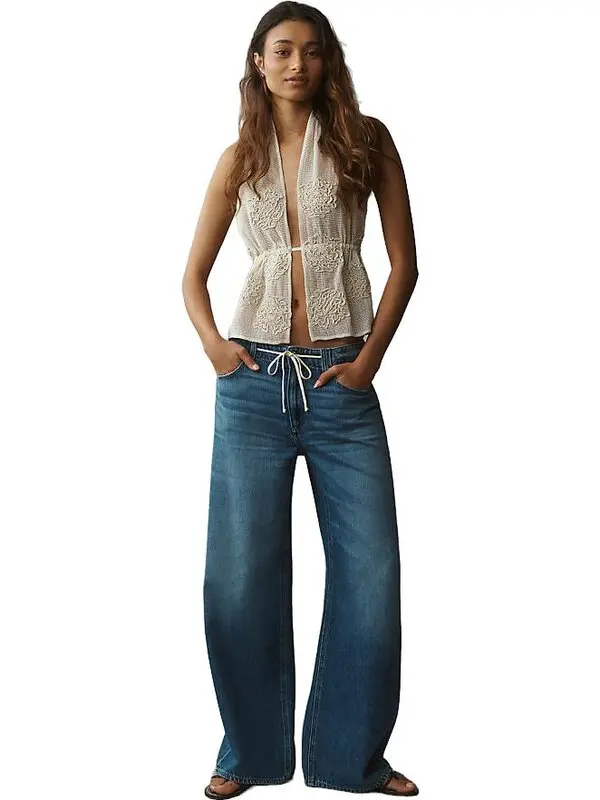 Paige Zoey Tie High-rise Wide-leg Jeans - Serenite