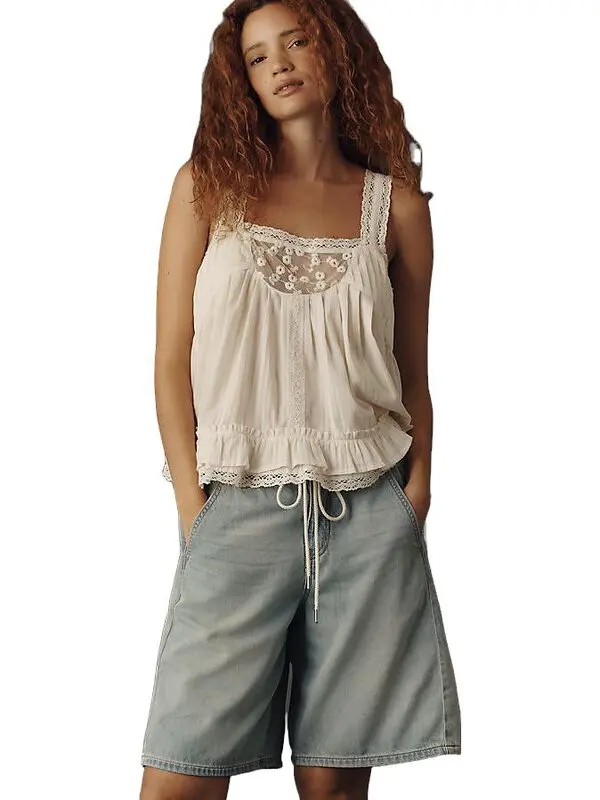 PILCRO Adi Pull-on Long Shorts - Light Denim