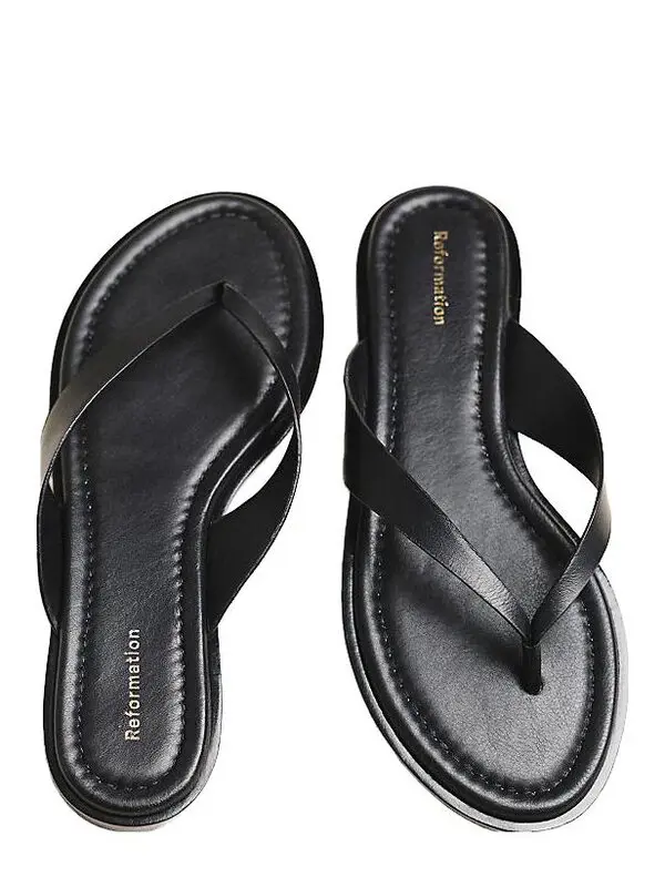 REFORMATION Embellished Flip-flop Sandals - Black