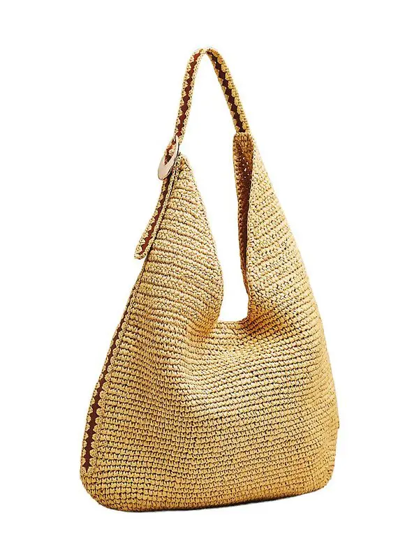 Anthropologie Raffia Slouchy Bag - Natural