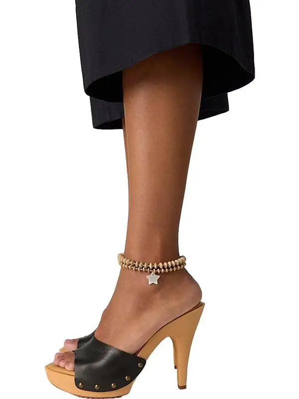 CANDIE'S Viviana Suede Studded Platform Clogs - Black Leather
