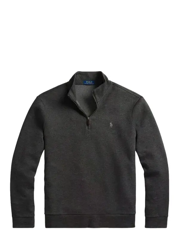Polo Ralph Lauren Embroidered-logo Quarter-zip Sweater - Grey