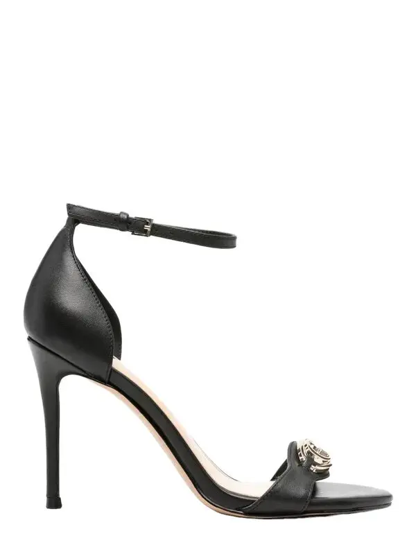 Guess Logo-plaque Leather Stiletto Sandals - Black