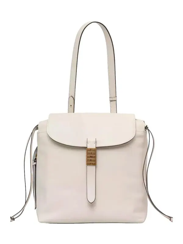 Pinko Medium Saddle Backpack With Buckle Detail - White