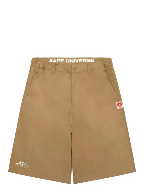 AAPE BY *A BATHING APE Logo-print Cotton Shorts - Neutrals