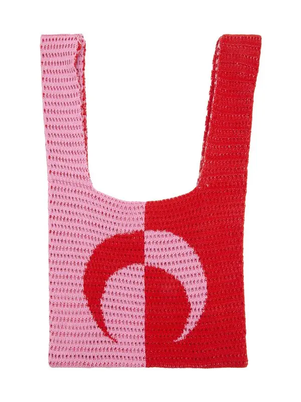 MARINE SERRE Crochet Knit Tote Bag - Red/pink
