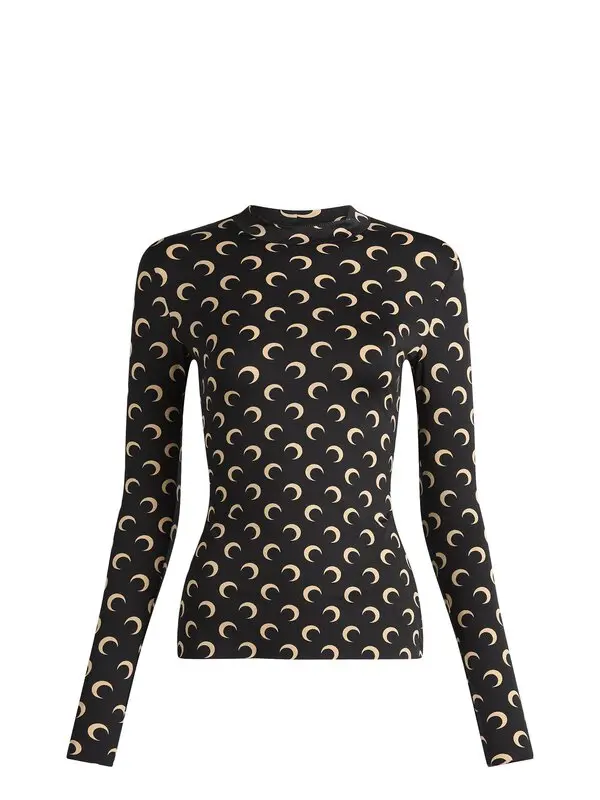MARINE SERRE Moon Printed Long Sleeve Top - Inverse Tan