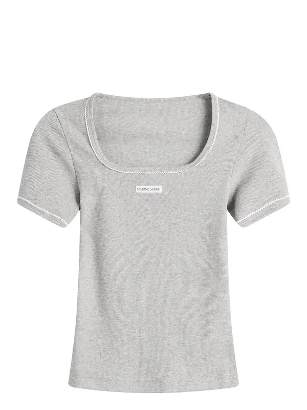 MARINE SERRE Square Neck T-shirt - Grey