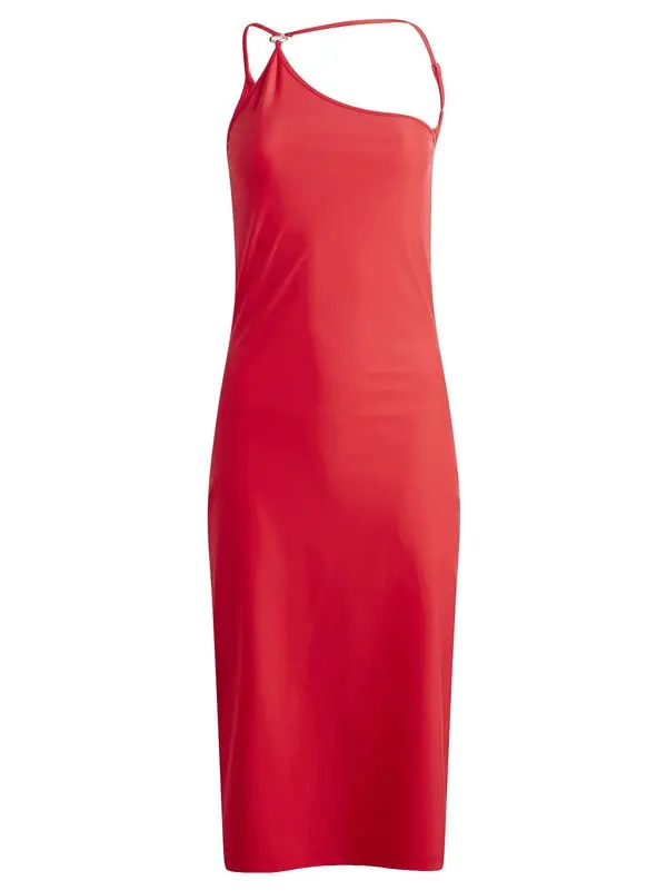Coperni C-logo One-shoulder Midi Dress - Red