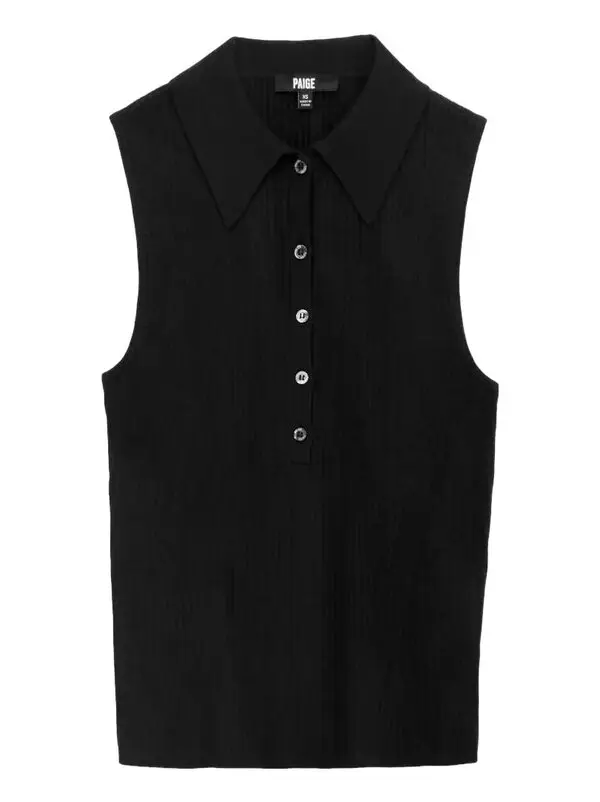 Paige Vesta Polo Top - Black