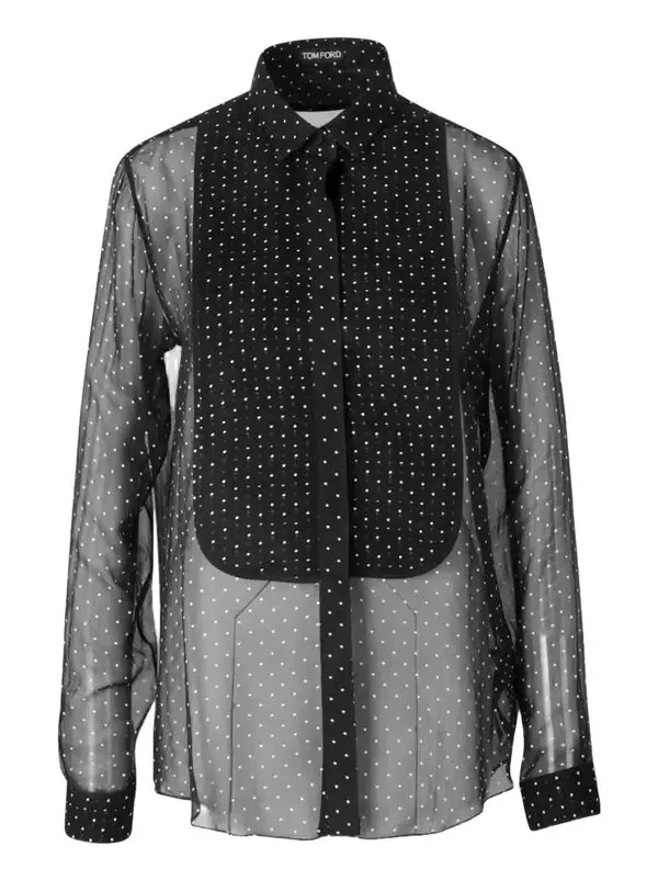 TOM FORD Polka-dot Sheer Shirt - Black