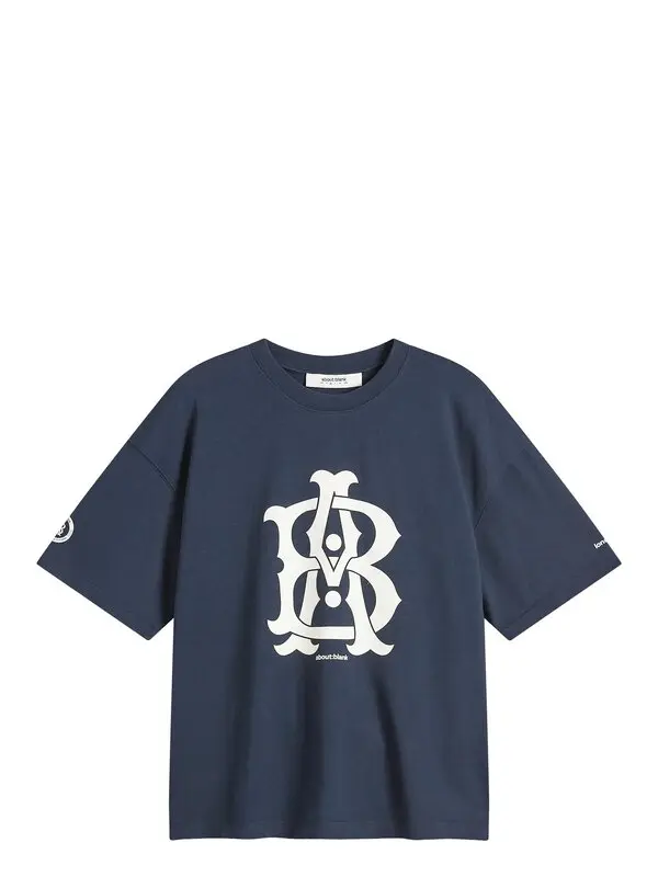 ABOUT:BLANK Varsity T-shirt - Navy/ecru