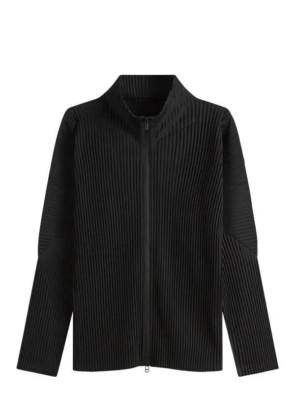 Issey Miyake Pleated Zip-up Cardigan - Black