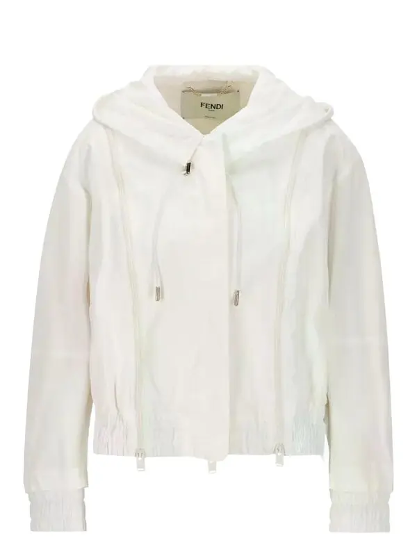 Fendi Hooded Jacket With Zip Details - White