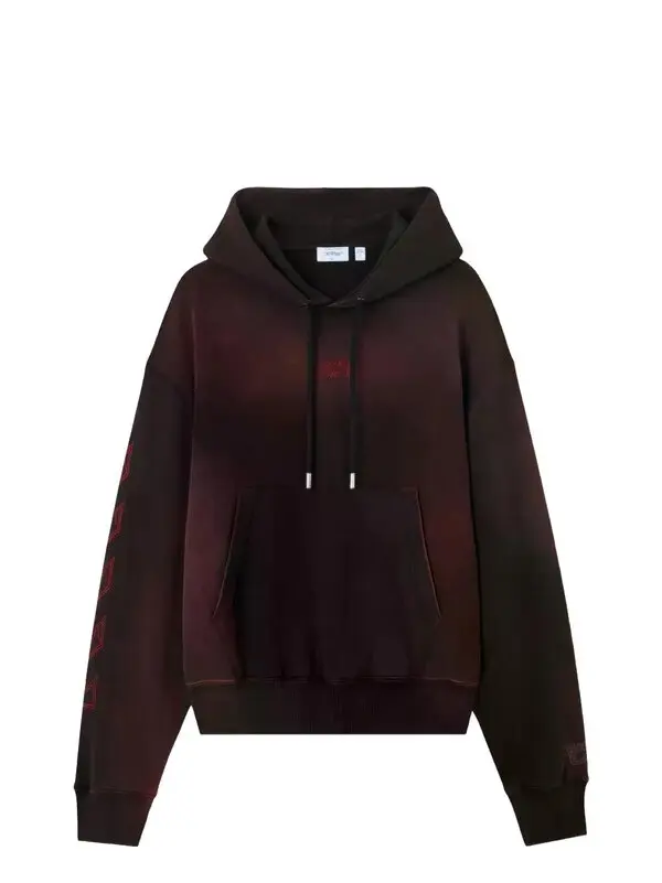 Off-White X Ac Milan Logo-embroidered Hoodie - Brown