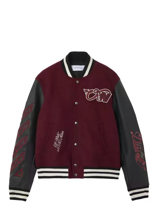 Off-White X Ac Milan Patch-detail Bomber Jacket - Red