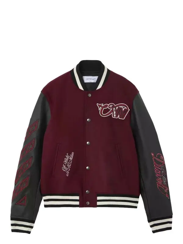 Off-White X Ac Milan Patch-detail Bomber Jacket - Red