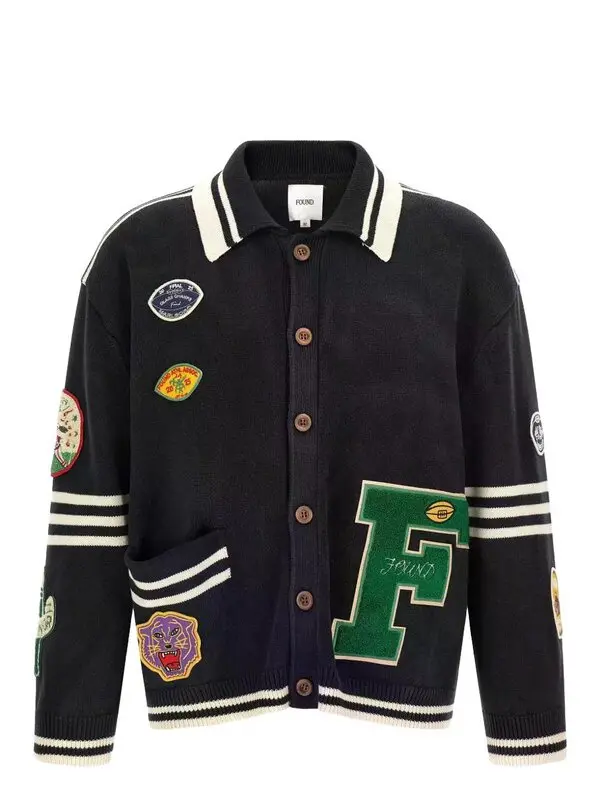 FOUND Varsity Patch Cardigan - Black