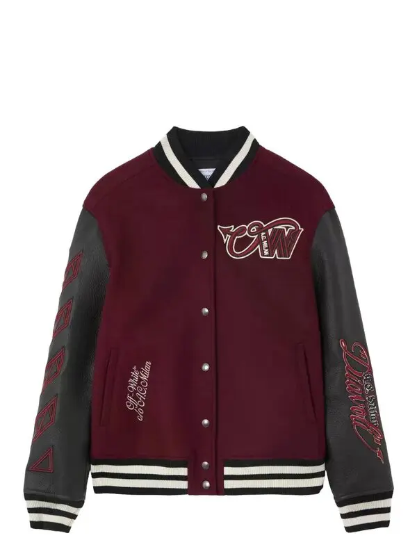 Off-White X Ac Milan Patch-detail Bomber Jacket - Red
