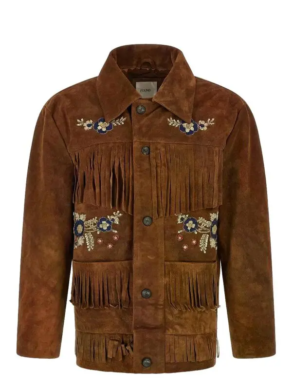 FOUND Fringed Embroidered Jacket - Brown