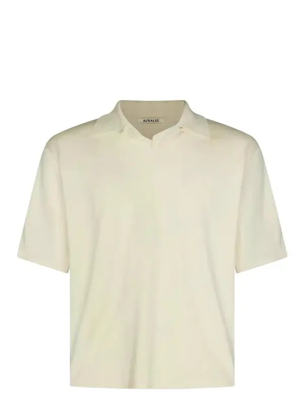 Auralee Short-sleeve Polo-collar T-shirt - Neutrals