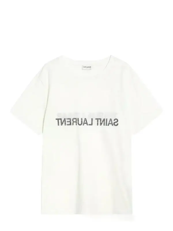 Saint Laurent Logo-print T-shirt - Neutrals
