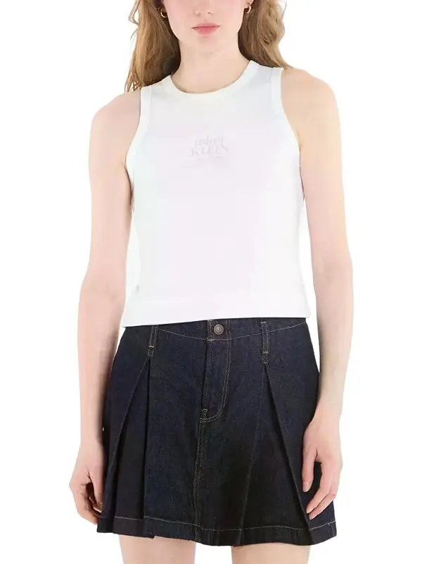 Calvin Klein Logo-print Ribbed Tank Top - White