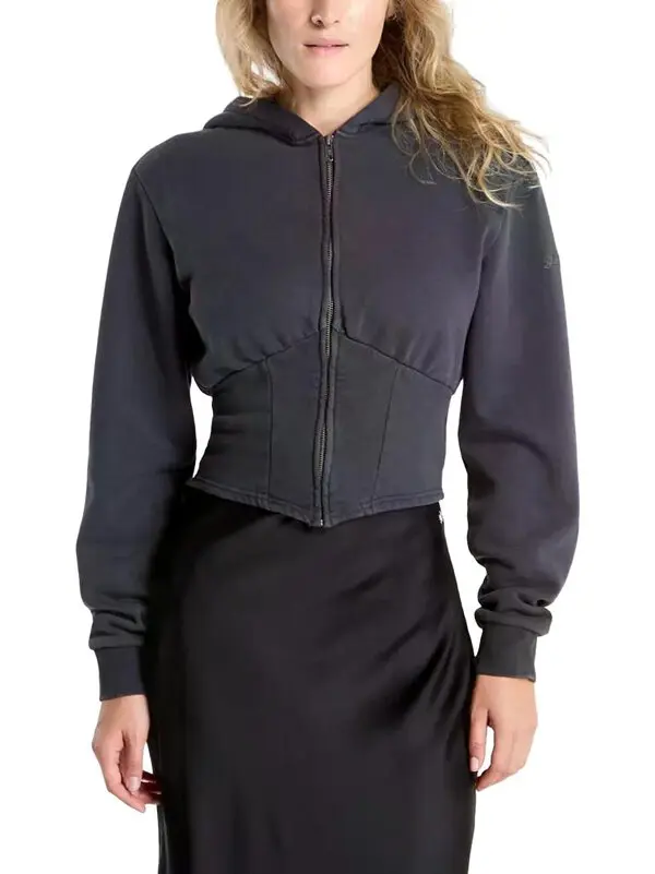 Guess Cotton Corset-style Zip-up Hoodie - Grey