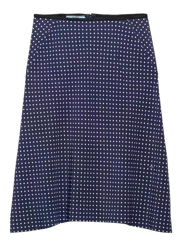 Prada Polka-dot Marocain Flared Skirt - Blue