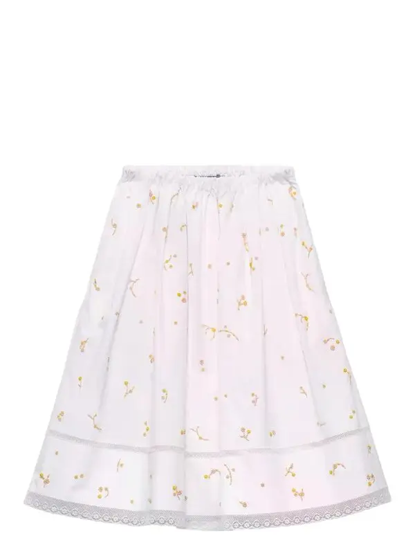 Prada Embroidered Poplin Skirt - White