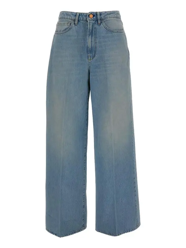 3x1 High-waisted Wide-leg Jeans - Sky Blue