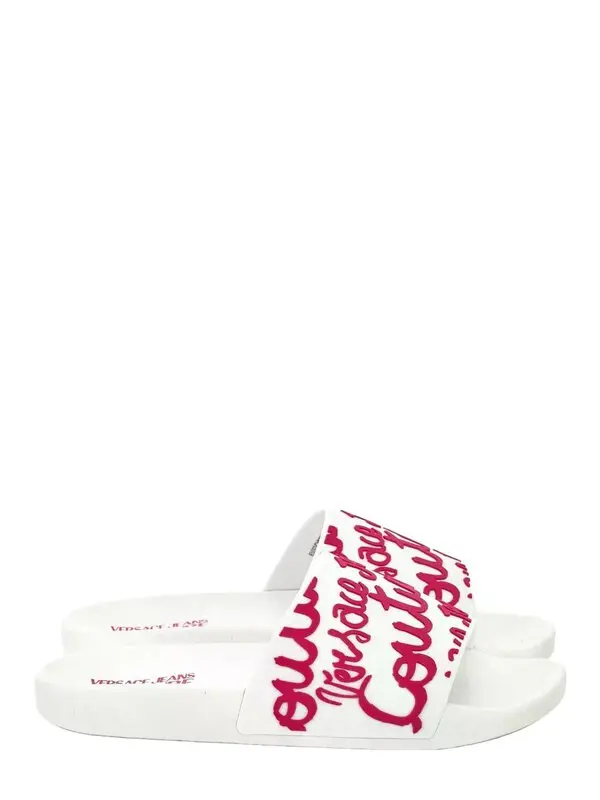 Versace Logo-print Flat Slides - White