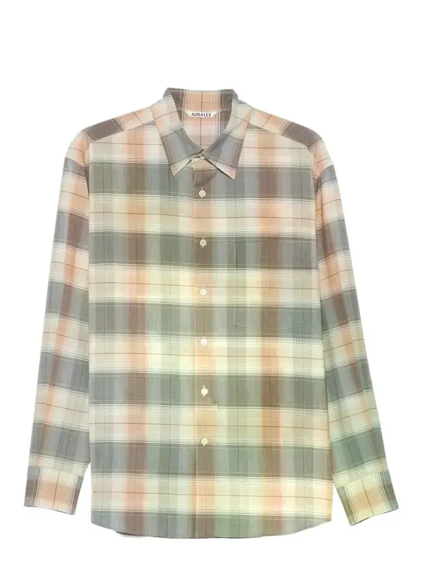 Auralee Check-print Wool Shirt - Neutrals