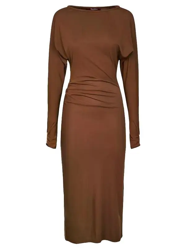 Max Mara Ruched Long-sleeve Dress - Brown