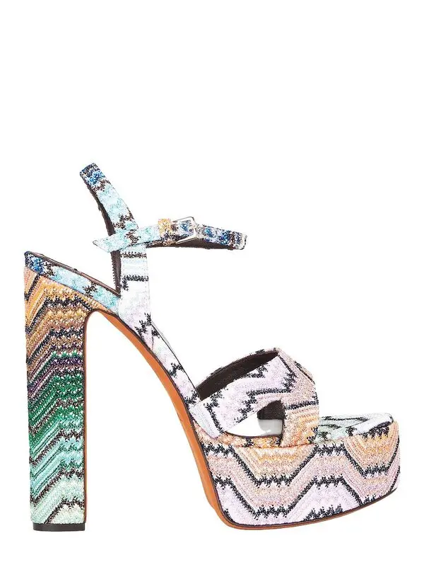 Missoni Angela Platform Sandal - Lurex Wave Evening Blue