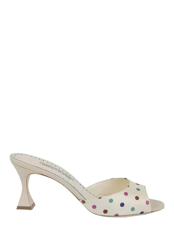 Manolo Blahnik Jadaron Polka-dot Heeled Sandals - Neutrals