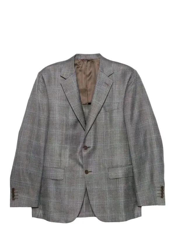 Canali Check-pattern Single-breasted Blazer - Grey