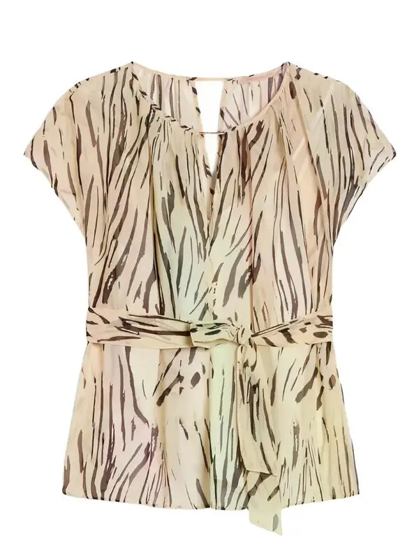 PENNYBLACK Zebra-print Belted Blouse - Neutrals
