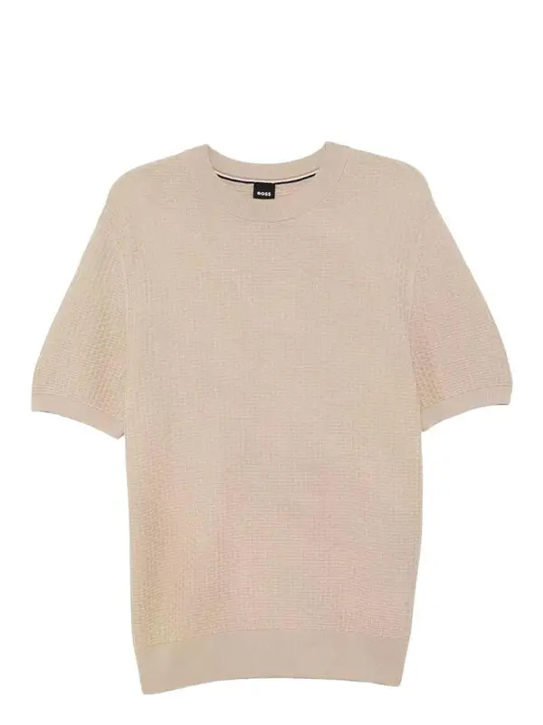 BOSS Knitted-structure T-shirt - Neutrals