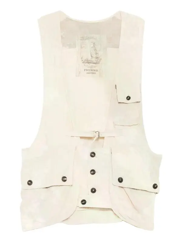 ZIGGY CHEN Belted Multi-pocket Gilets - Neutrals