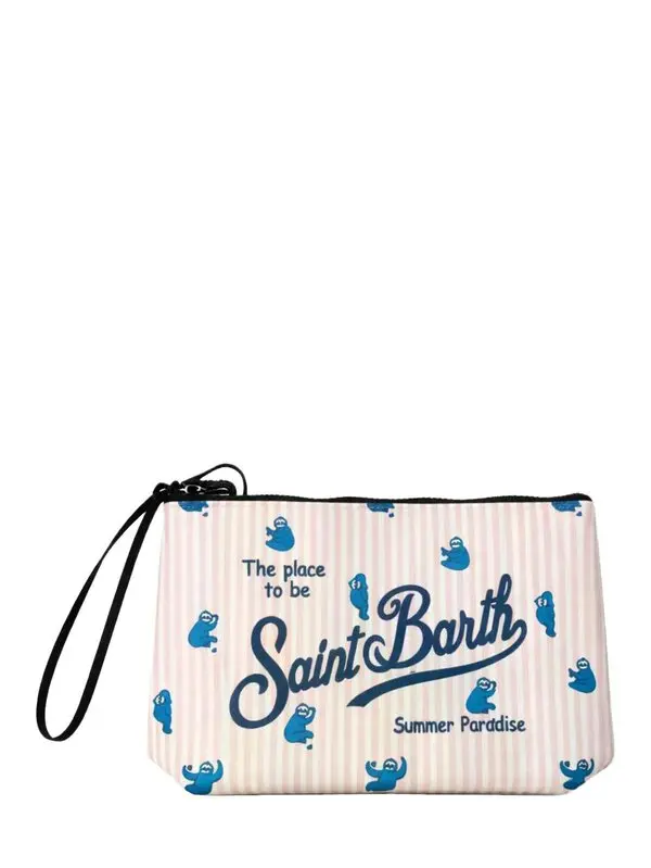MC2 SAINT BARTH Logo-print Striped Clutch - Pink