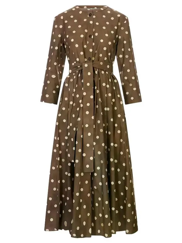 Max Mara Polka-dot Belted Dress - Brown